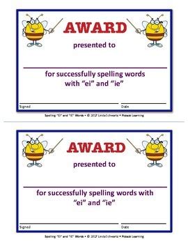 SPELLING EI AND IE WORDS GRADES By Pizzazz Learning TPT
