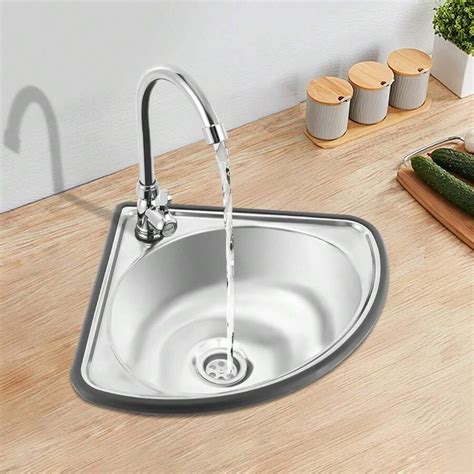 Cncest Stainless Steel Triangular Hand Basin Sink Modern Wall Mounted