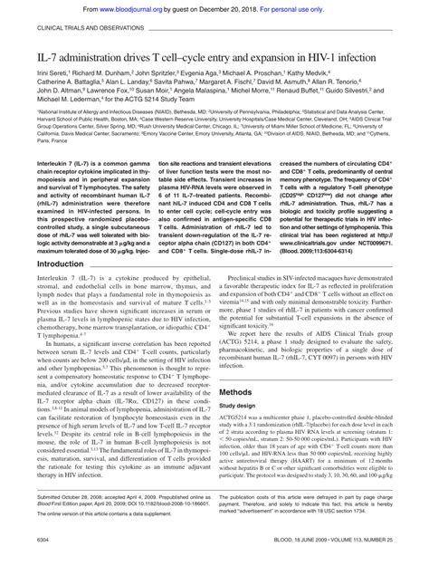 Pdf Il 7 Administration Drives T Cell Cycle Entry And Expansion In