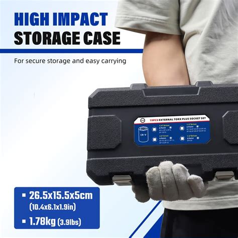 Mua Akm 19pc External Torx Plus Socket Set 6 Point E Torx Star Torque Socket Set Cr V Steel Ep4