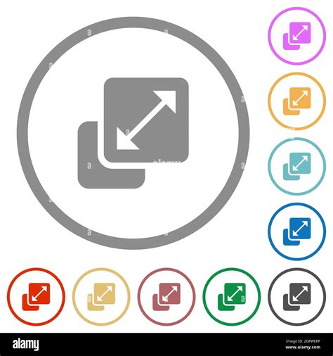 Resize Element Solid Flat Color Icons In Round Outlines On White