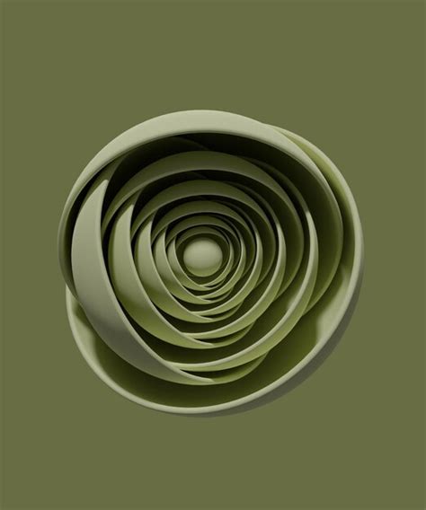 추상적인 복잡한 다층 형상 부드러운 둥근 구형 녹색 올리브 모노크롬 배경 3d 렌더링 프리미엄 사진