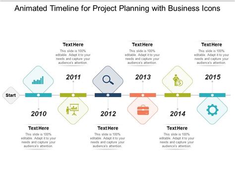 Animated Timeline For Project Planning With Business Icons Ppt PowerPoint Presentation Model