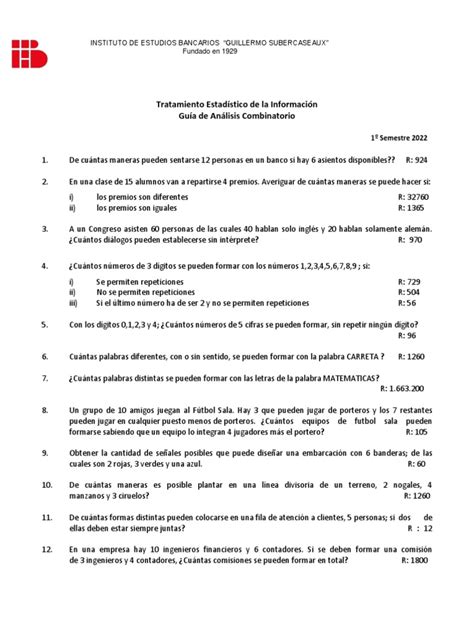 Guia Combinatoria Pdf Combinatoria