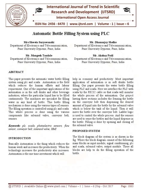 Automatic Bottle Filling System Using Plc Pdf Programmable Logic