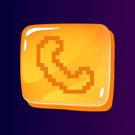 handset glossy ui button with pixelated icon stock vector