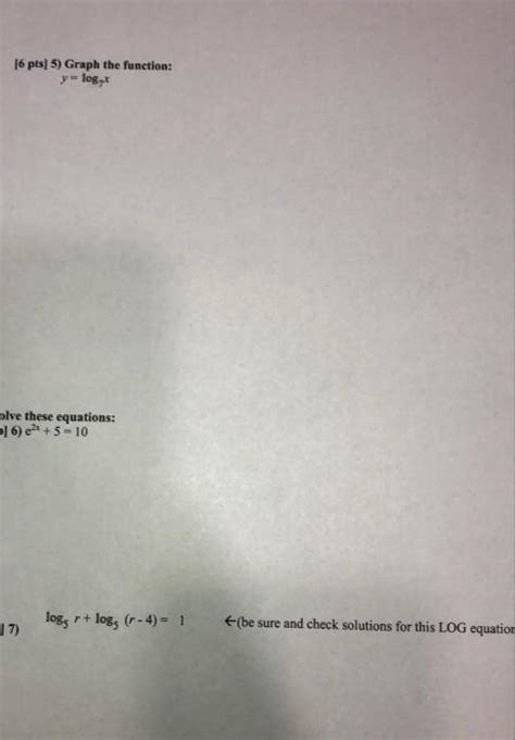 Solved Pts Graph The Function Y Log X Lve These Chegg Com