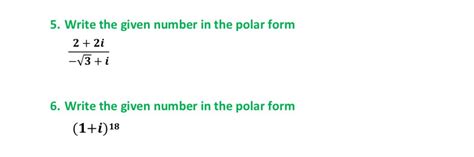 Solved Write The Given Number In The Polar Form I I Chegg Com