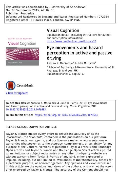 Pdf Eye Movements And Hazard Perception In Active And Passive Driving
