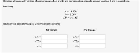 Solved Consider A Triangle With Vertices Of Angle Measure Chegg