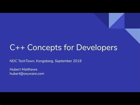 Ndc Conferences Talk C Concepts For Developers From Ndc Conferences Class Central