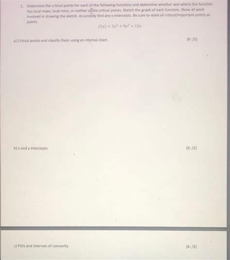 Solved Determine The Critical Points For Each Of The Chegg