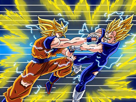 Ssj2 Goku Vs Ssj2 Majin Vegeta By Animefreakazoid6 On Deviantart
