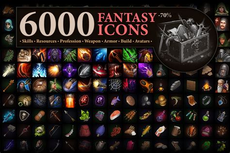 6000 Fantasy Icons 2d Icons Unity Asset Store