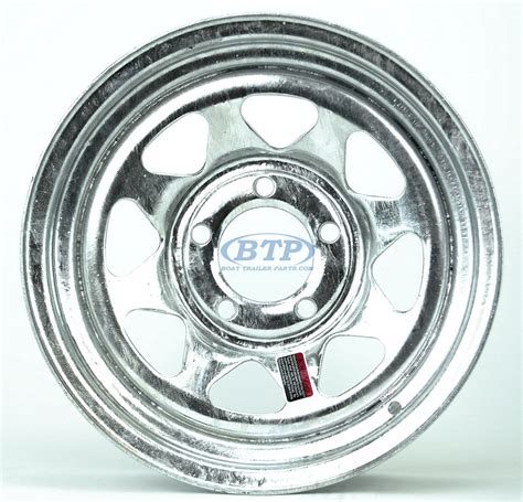 Galvanized Boat Trailer Wheel 15 Inch 5 Lug Rim 5 On 4 12 B