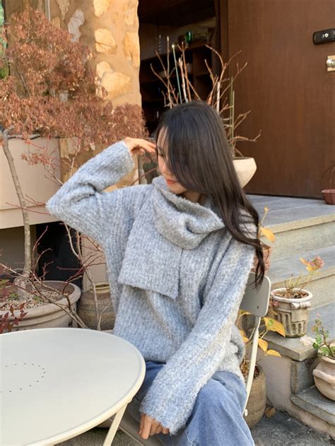 따뜻포근☁2색 머플러 세트 부클 루즈핏 울 롱 니트 목도리 오버핏 라운드넥 겨울 빅사이즈 도톰 두꺼운 따뜻한 화이트 아이보리 회색