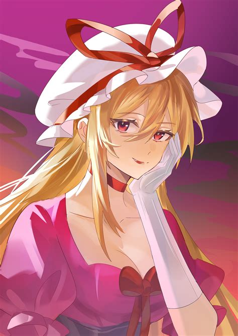 Arong Yakumo Yukari Touhou Highres 1girl Blonde Hair Breasts