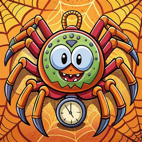 A Spider Spider Spider With A Clock Face And A Clock Face Premium Ai