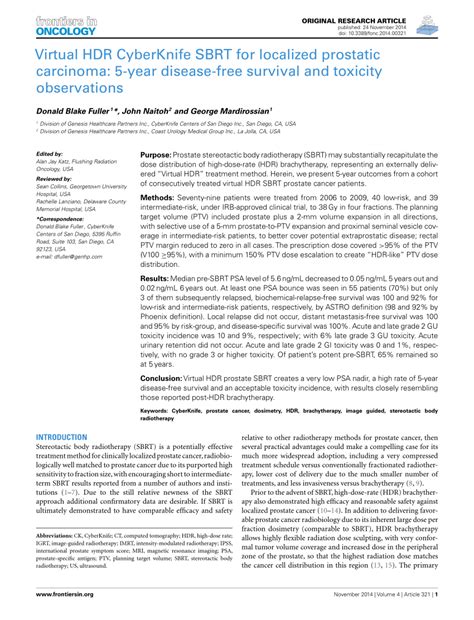 Pdf Virtual Hdr Cyberknife Sbrt For Localized Prostatic Carcinoma 5