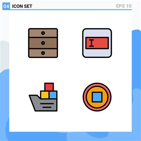 Stock Vector Icon Pack Of 4 Line Signs And Symbols For Furniture Logistic Wardrobe Text Field