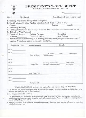 Praesidium Pres Worksheet Pads 100 Sheet Legion Of Mary La Senatus