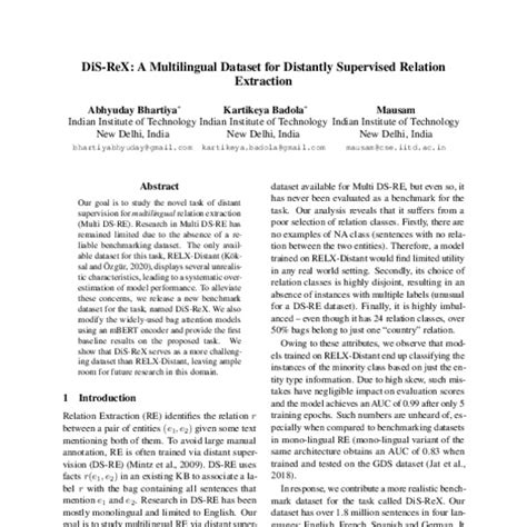 dis rex a multilingual dataset for distantly supervised relation
