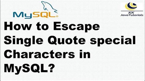 Mysql Query Single Quotes