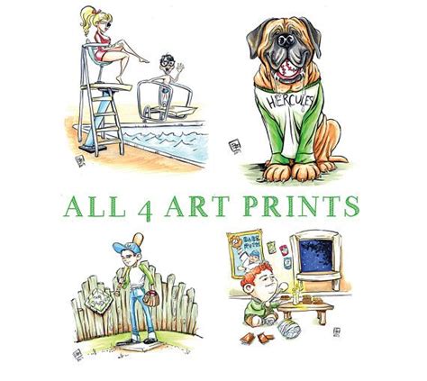 Description All 4 Sandlot Illustrations Ham Porter Squints Benny