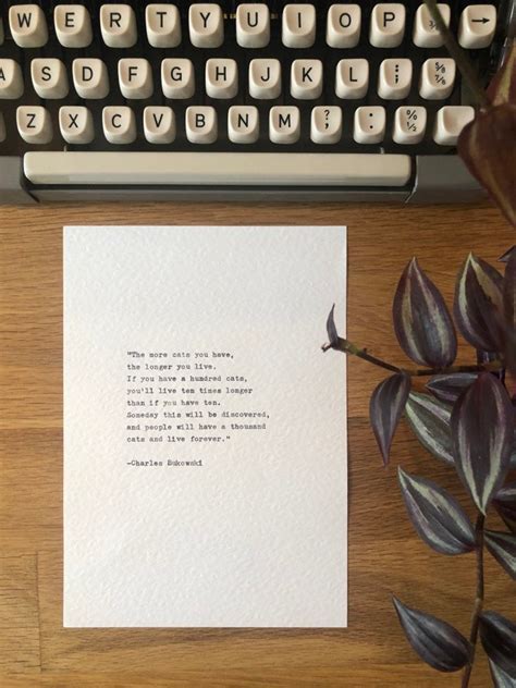 Charles Bukowski Typewriter Cat Quote Etsy