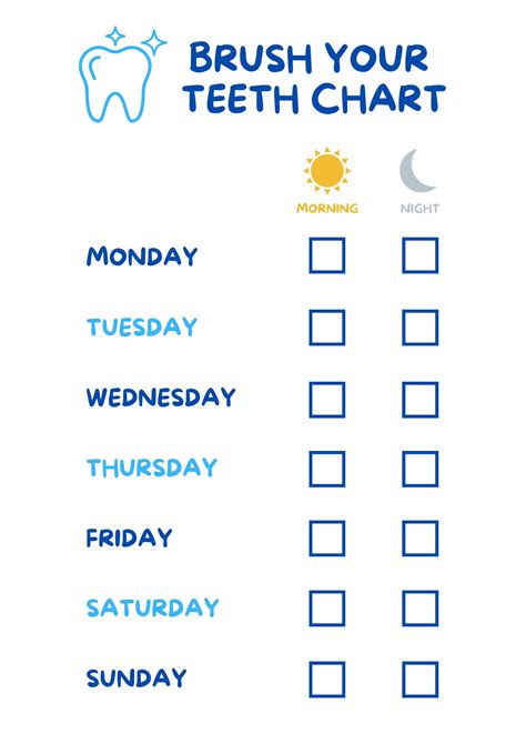 Tooth Brushing Chart Tooth Brushing Reward Chart Tooth Brushing