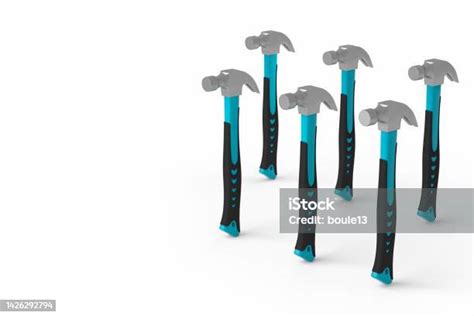 흰색에 고립 된 고무 손잡이가있는 검은 색과 녹색 망치 세트 3차원 형태에 대한 스톡 사진 및 기타 이미지 3차원 형태 Diy 가사 집안일 Istock