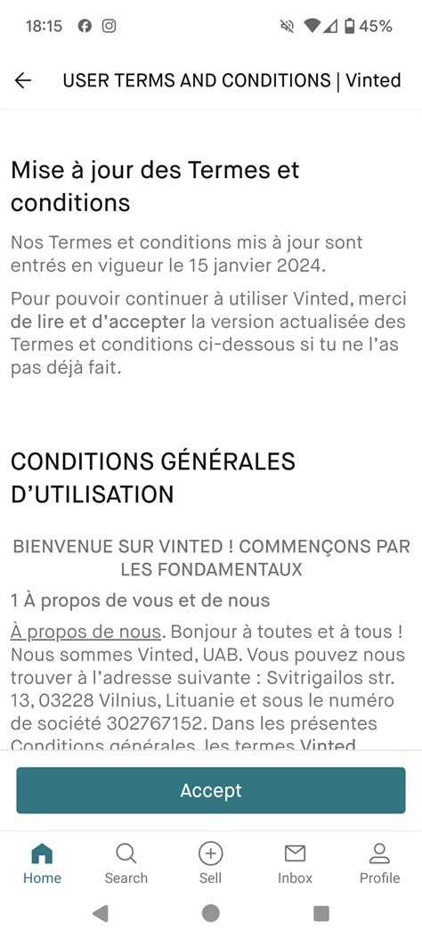 tandcs issue no personal info r vinted