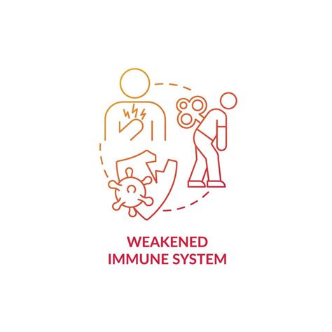 Weakened Immune System Red Gradient Concept Icon Pneumonia Factor Abstract Idea Thin Line
