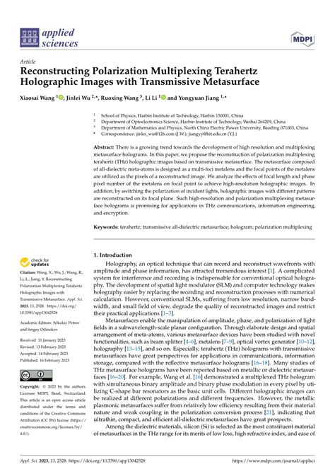 Pdf Reconstructing Polarization Multiplexing Terahertz Holographic
