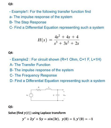 Solved Q Example For The Following Transfer Function Chegg