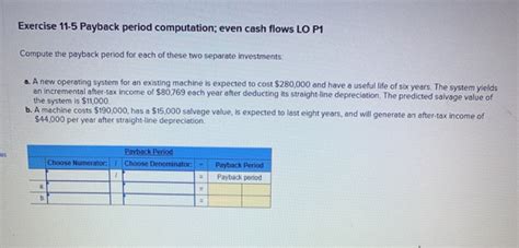 Solved Exercise 11 5 Payback Period Computation Even Cash