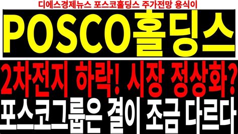 Posco홀딩스 주가전망 2차전지 하락 시장 정상화 포스코그룹은 결이 조금 다르다 Feat디에스경제뉴스 포스코홀딩스 주가전망 용식이 Youtube