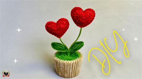 💞pipe Cleaner Heart💞how To Make A Very Cute Pot Of Lovers Hearts Using