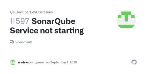 sonarqube service not starting · issue 597 · qt devops devopsissues
