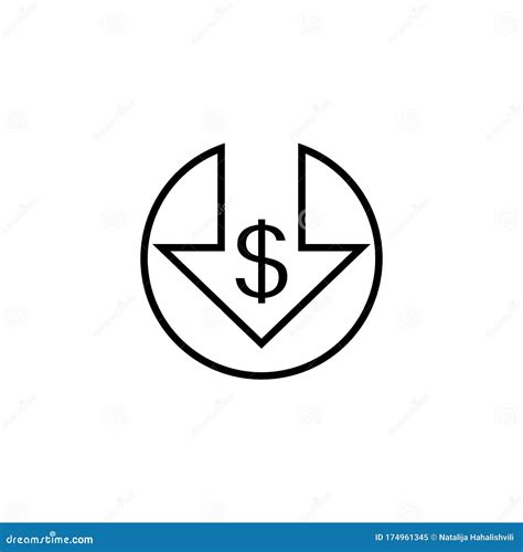 Cost Reduction Line Icon Isolated On White Background Vector