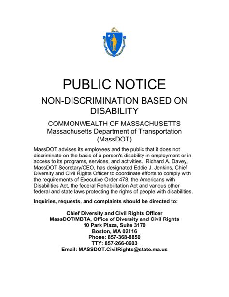 Public Notice Non Discrimination Based On Disability