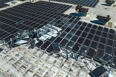 Premium Photo Destroyed By Hurricane Winds Broken Down Photovoltaic Solar Panels Mounted On