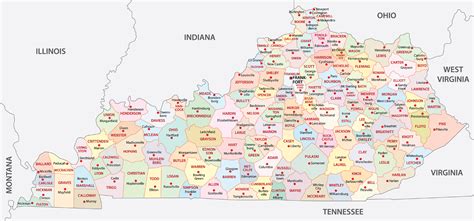 Kentucky Counties Map With Cities Printable Free Templates