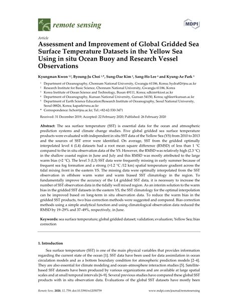 Pdf Assessment And Improvement Of Global Gridded Sea Surface Temperature Datasets In The