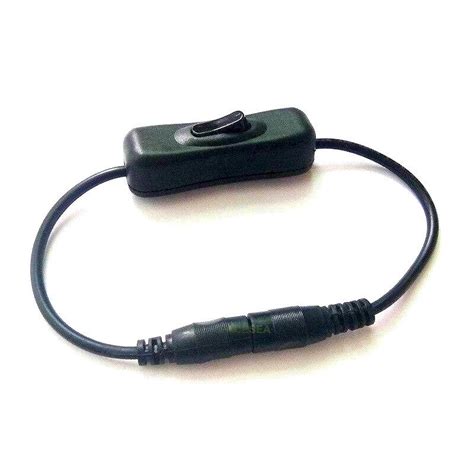 Black DC5 5 Mm Male To Female Plug Extension With ON OFF Switch DarkOct02