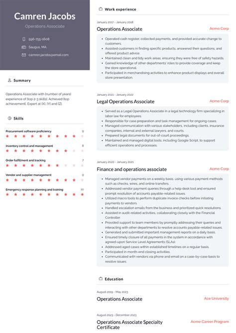 3 Operations Associate Resume Examples And Templates