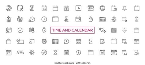 Time Clock Calendar Timer Line Icons Stock Vector Royalty Free 2261083721 Shutterstock