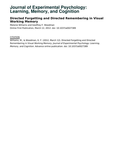 pdf directed forgetting and directed remembering in visual working memory