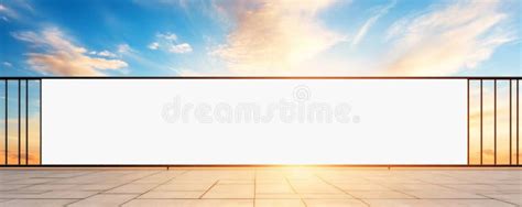 Empty Terrace With Tiled Floor And Metal Railing Overlooking A