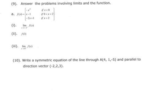 Solved Answer The Problems Involving Limits And The Chegg